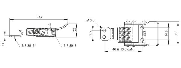 Spring loaded toggle latch without strike - with push button