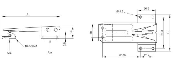 Adjustable toggle latch without strike - 119.1 mm