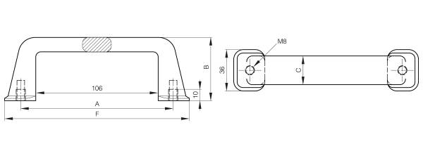 Moulded grab handle - rear mounted