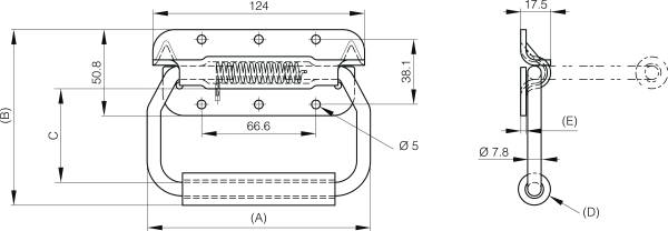 Spring loaded handles 130 mm - load 68 kg