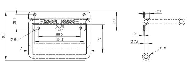 Spring loaded handles 130.3 mm - load 45 kg
