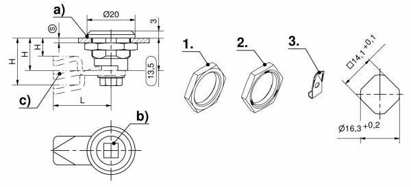 Quart de tour Pr14,1 L13,5