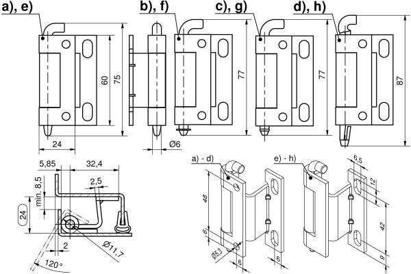 Charnière invisible 120° Pr03 en inox