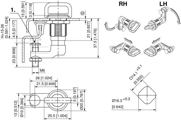 Verrou à compression petit modèle DIRAK