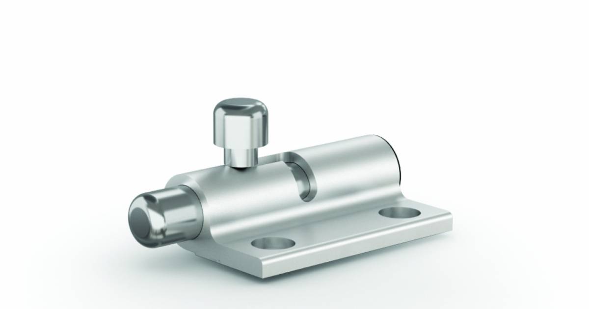 Springloaded bolt with locking system in aluminium