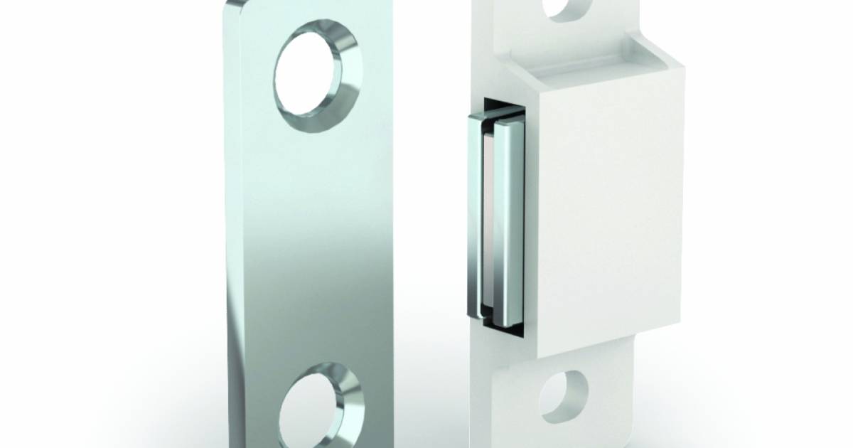 Mini screw-on magnetic catch with counter plate - force 3 kg
