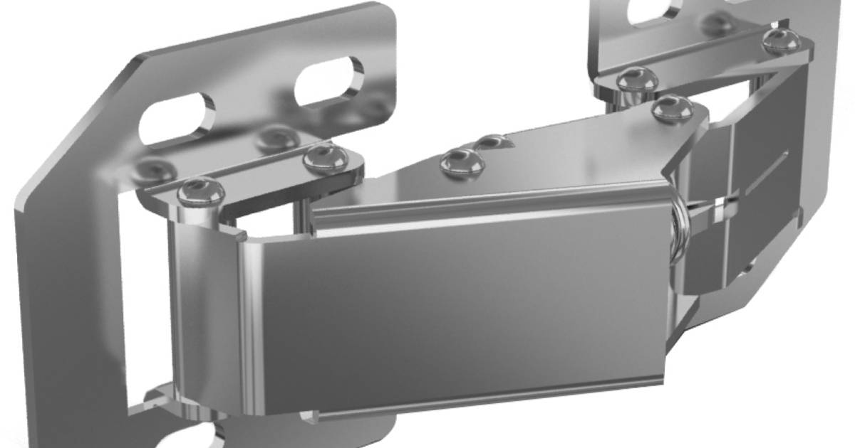 Spring loaded concealed hinge in stainless steel - 90° opening